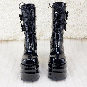 Demonia | Shoes | Wave Bat Wing 6 Wedge Platform Mid Calf Punk Goth ...